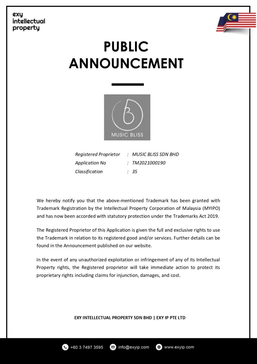 Successful Trademark Registration for Music Bliss! - ExyIp
