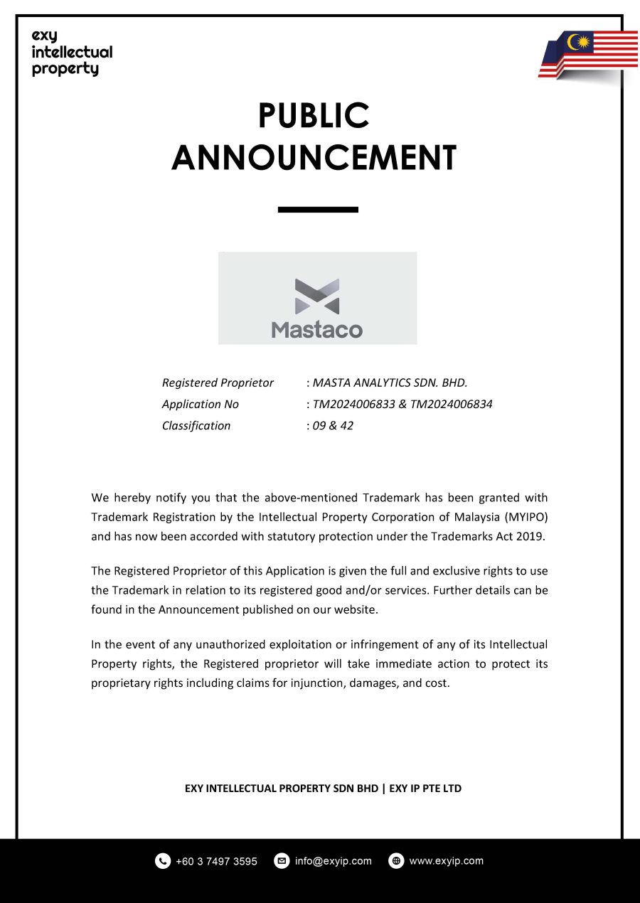 Successful Trademark Registration for Mastaco - ExyIp
