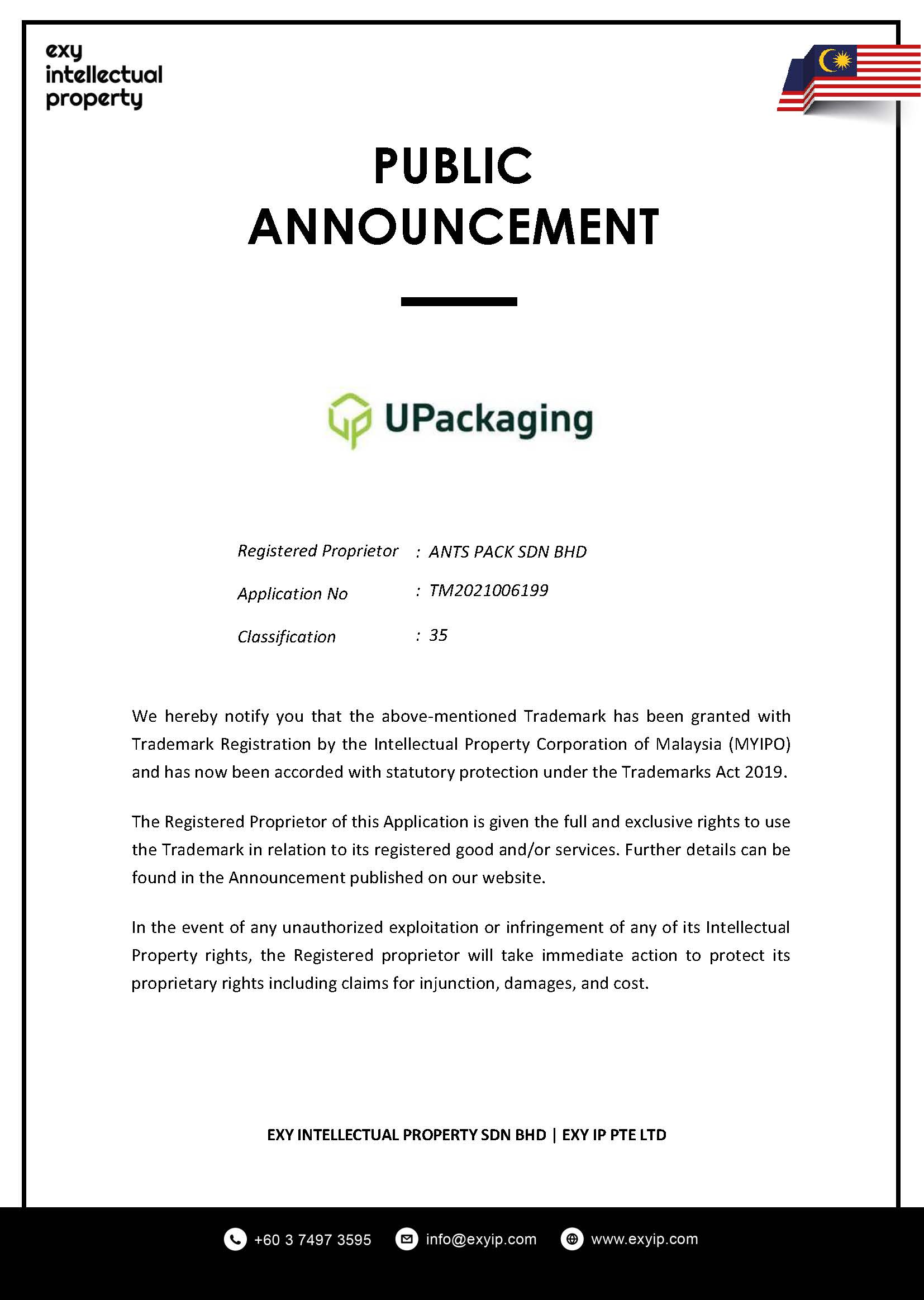 Successful Trademark Registration for ANTS PACK - ExyIp